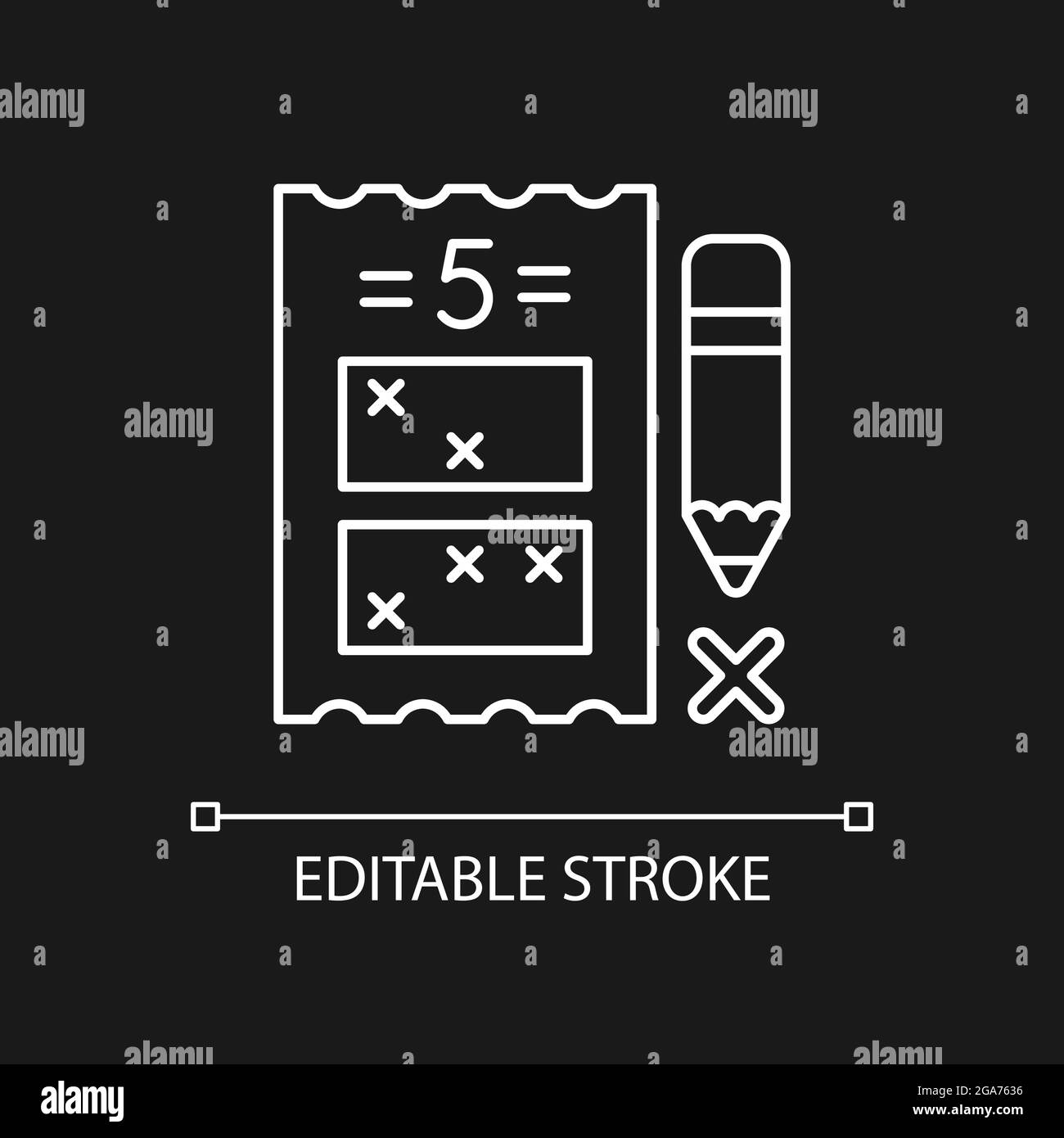 Five digit lottery game white linear icon for dark theme Stock Vector ...
