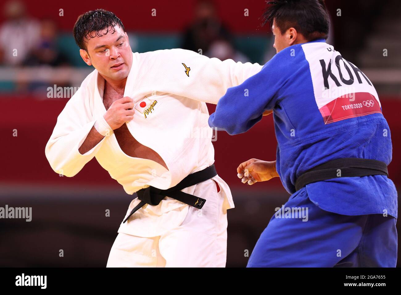 Tokyo, Japan. 29th July, 2021. (L-R) Aaron Phillip Wolf (JPN), Cho Guham (KOR) Judo : Men's ...