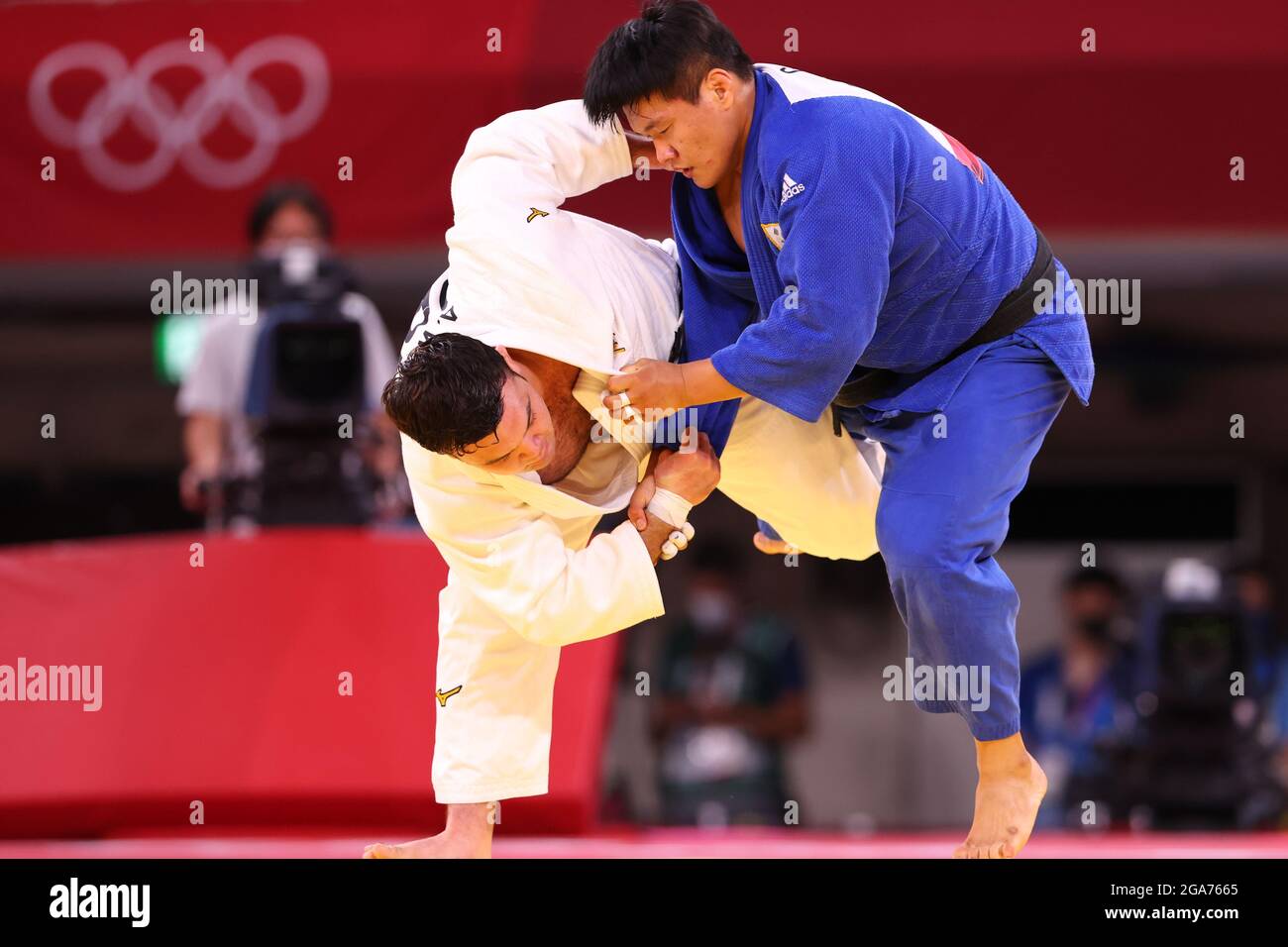 Tokyo, Japan. 29th July, 2021. (L-R) Aaron Phillip Wolf (JPN), Cho Guham (KOR) Judo : Men's ...