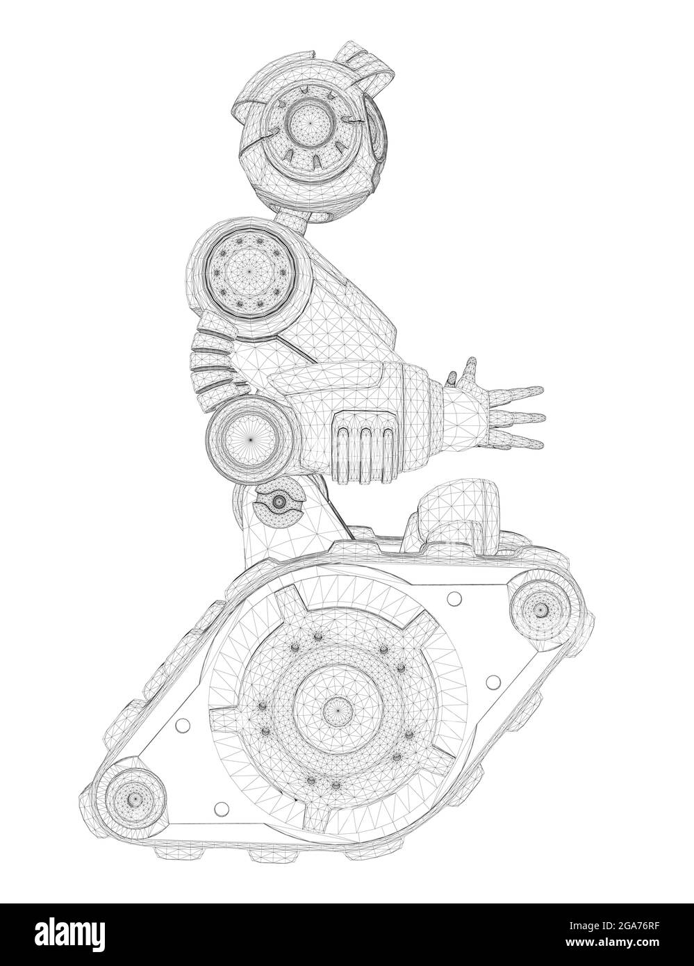 Robot wireframe isolated on white background. Side view. Vector ...