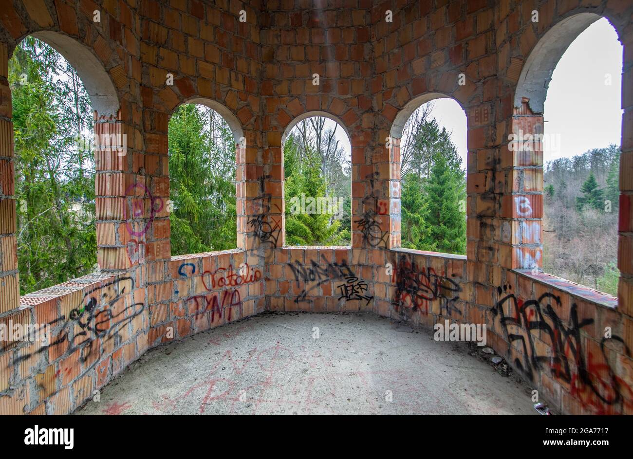 Built in 1983 but never finished, the ruins of Łapalice Castle are an ...