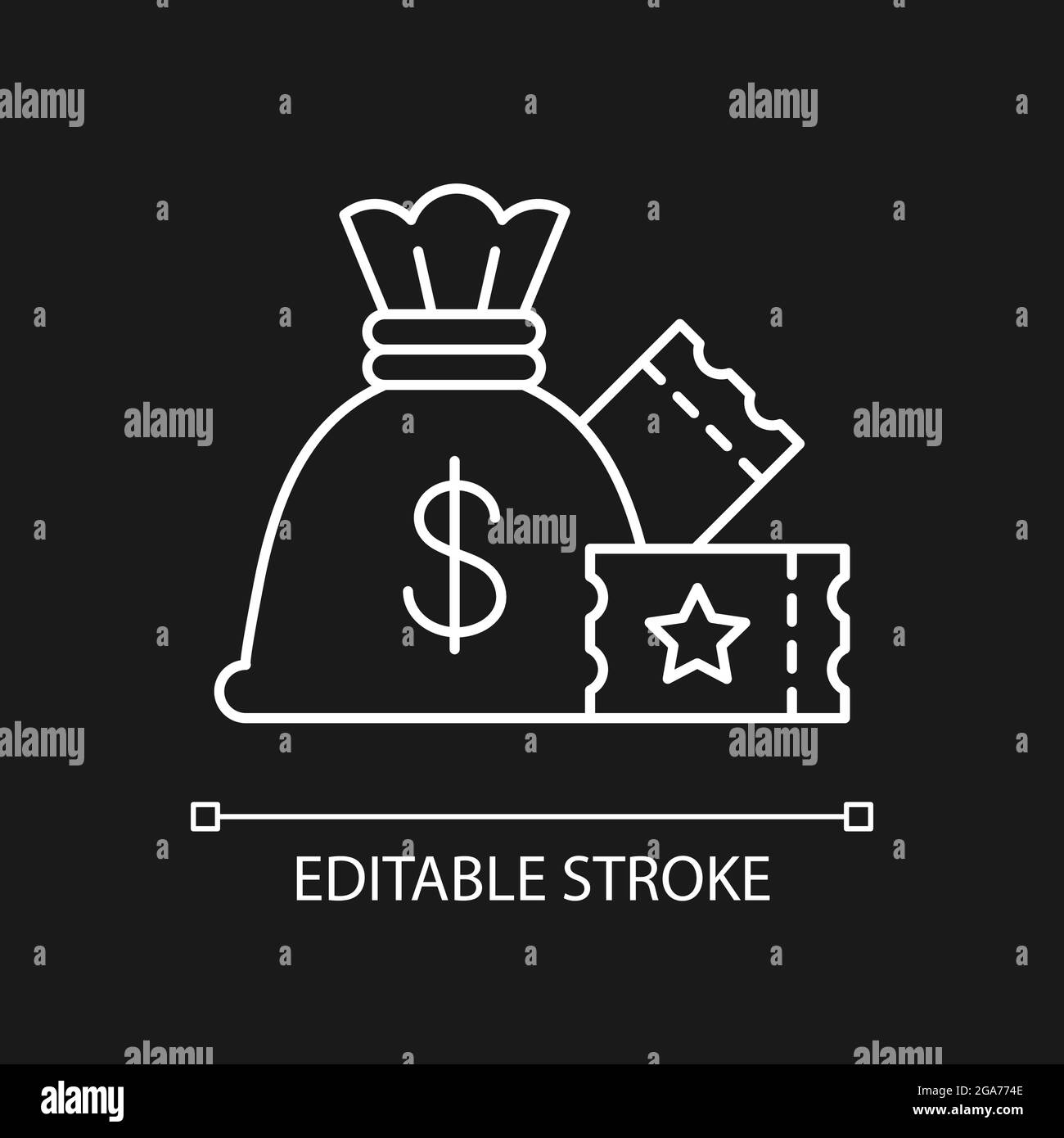 Lump-sum payment white linear icon for dark theme Stock Vector Image ...