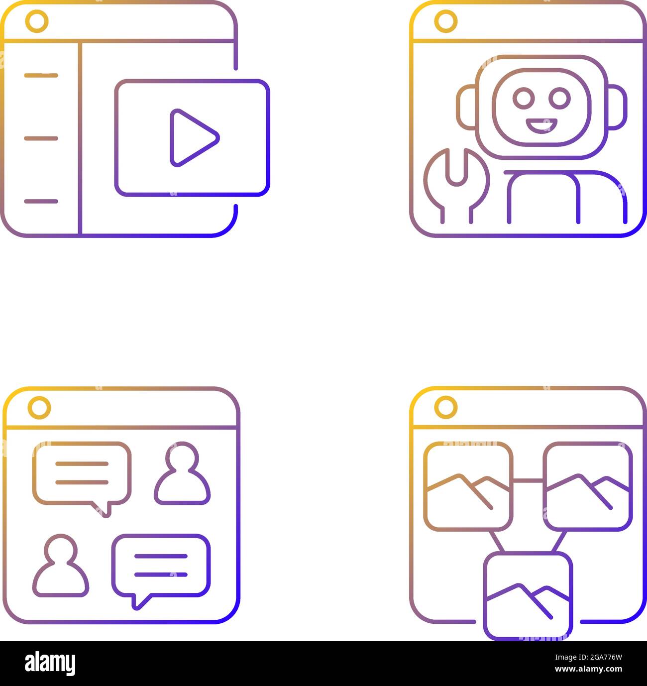 Digitization in business gradient linear vector icons set Stock Vector ...