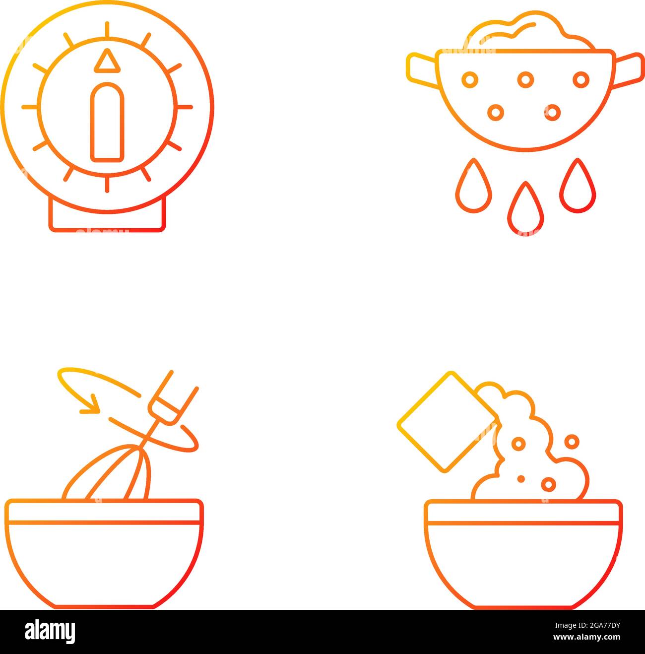 Food preparation gradient linear vector icons set Stock Vector Image ...