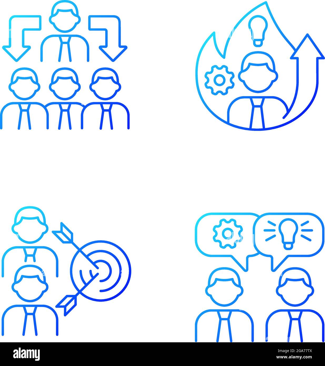 Working together gradient linear vector icons set Stock Vector Image ...