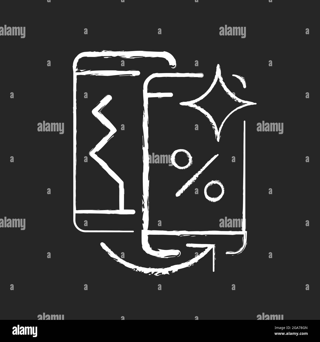 Old phone replacement chalk white icon on dark background Stock Vector ...