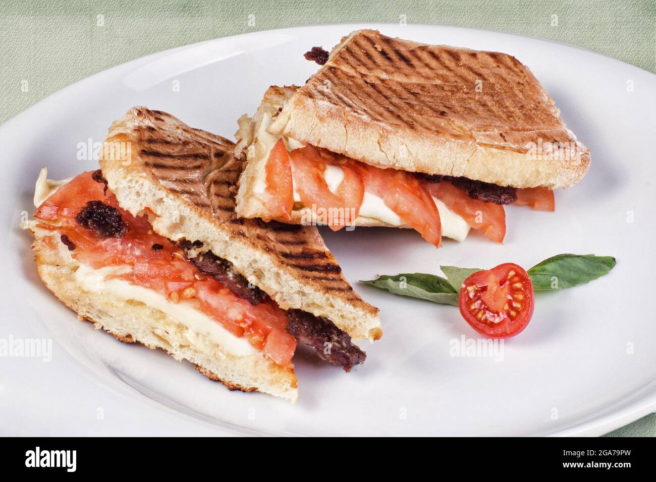 restaurant dish consisting of toast with salmon Stock Photo - Alamy