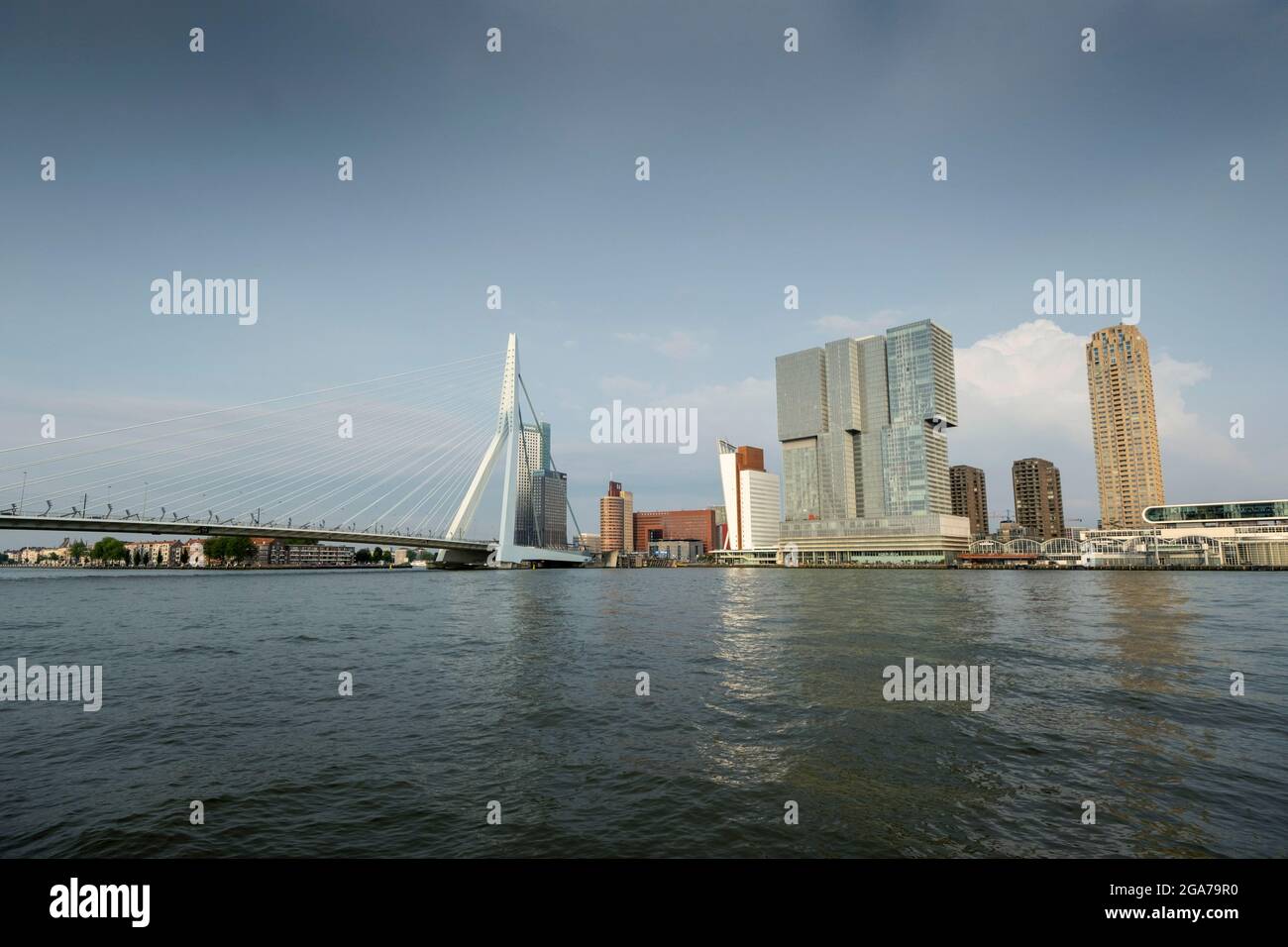 City of Rotterdam downtown skyline at dusk in South Holland ...