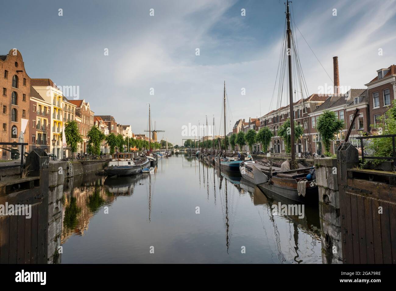 The historic Delfshaven harbour port of Rotterdam in The Netherlands ...
