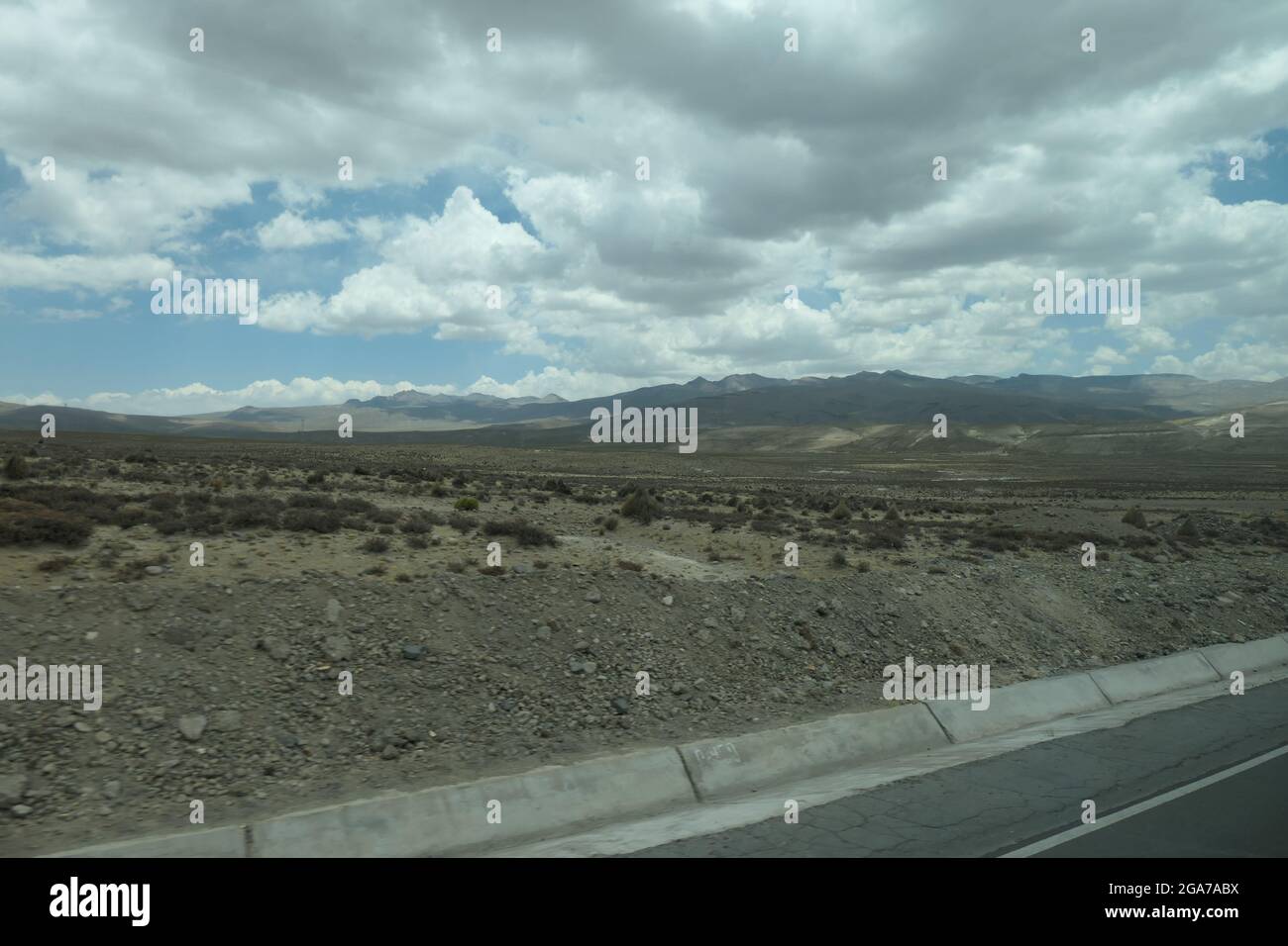 Storm weather bad dark rain thunder Peru landscape Colca Canyon road ...