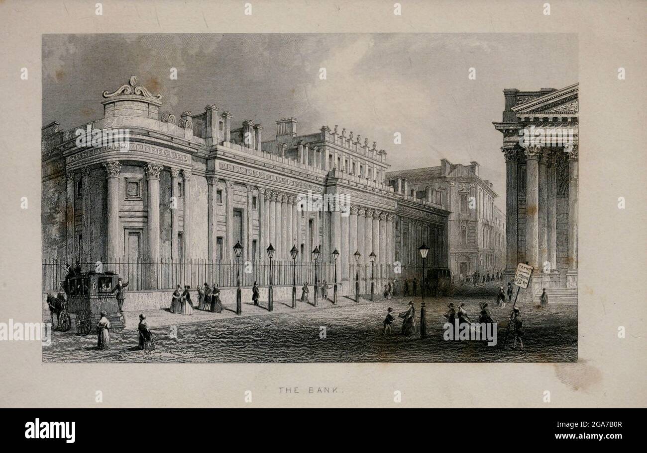 London The Bank From the book Illustrated London, or a series of views ...
