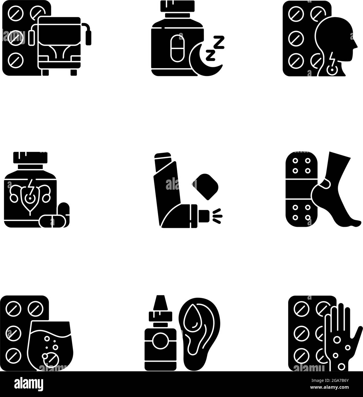 Pharmaceutical drugs black glyph icons set on white space Stock Vector ...