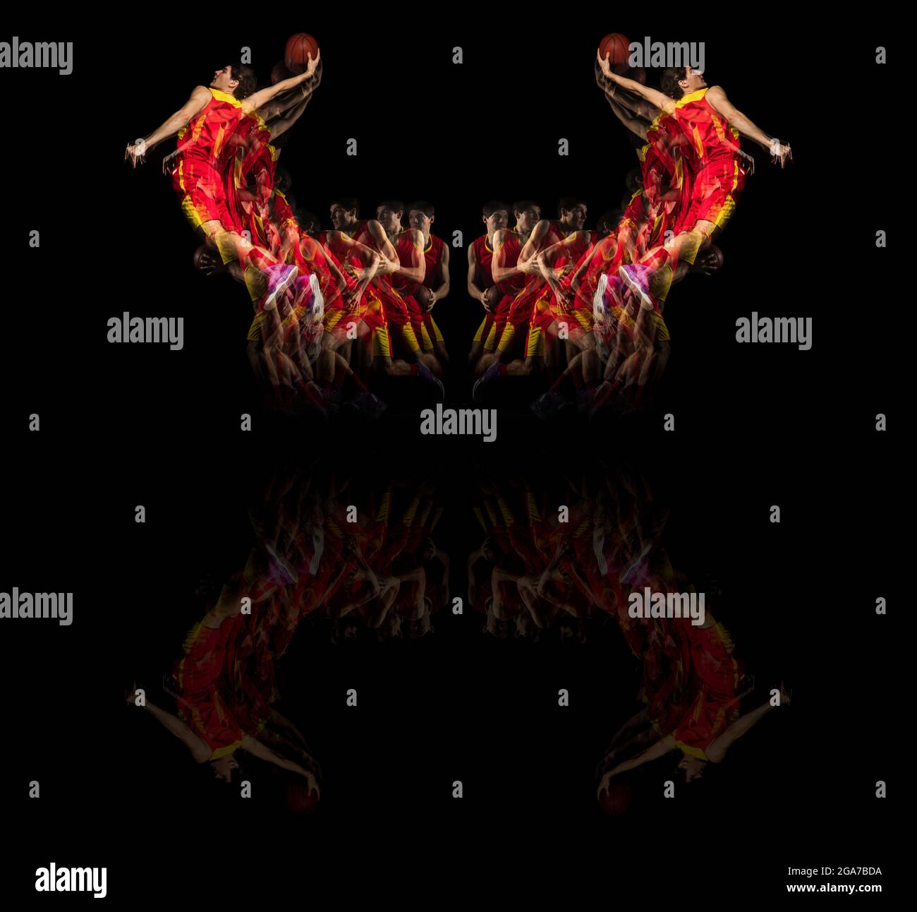 Development of movements with reflection, mirror effect. Collage of ...
