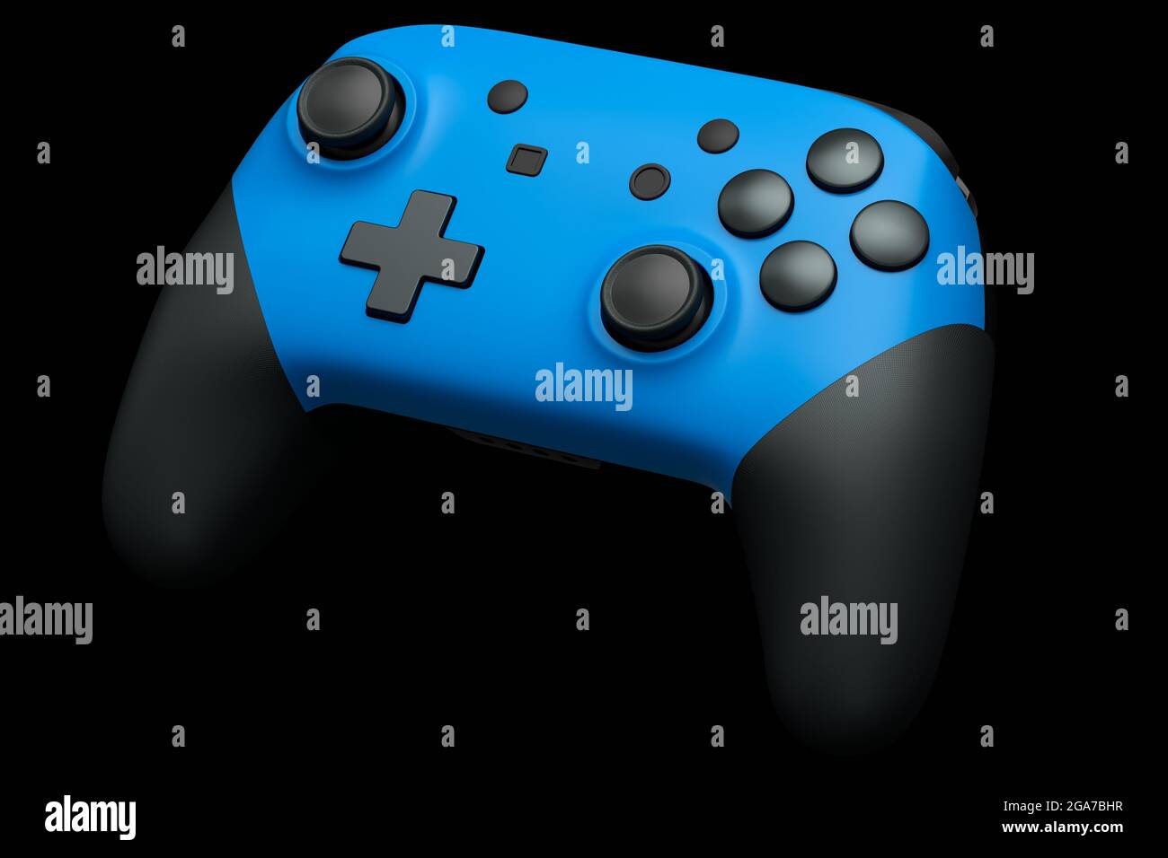 Realistic blue joystick for video game controller on black background ...