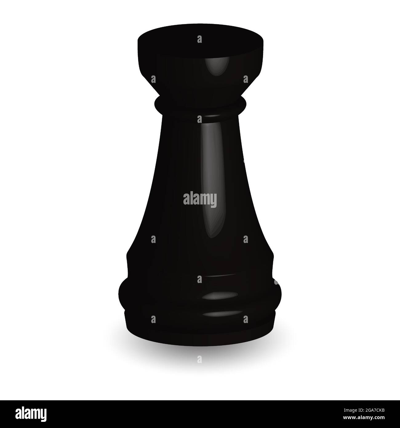 Black chess piece rook 3d on white background. Board game chess. Chess ...