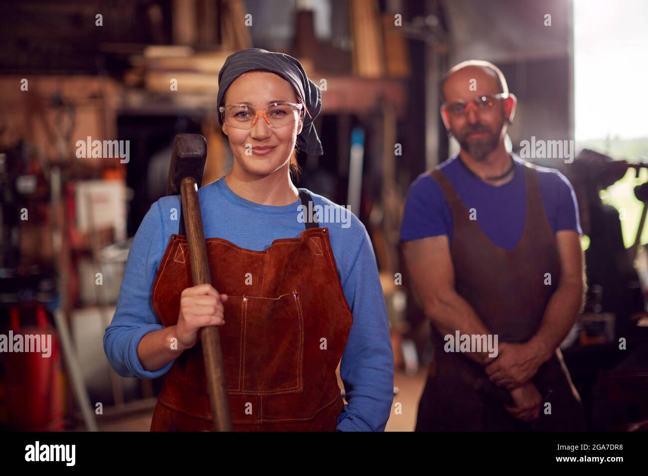 Woman blacksmith working in forge hi-res stock photography and images ...