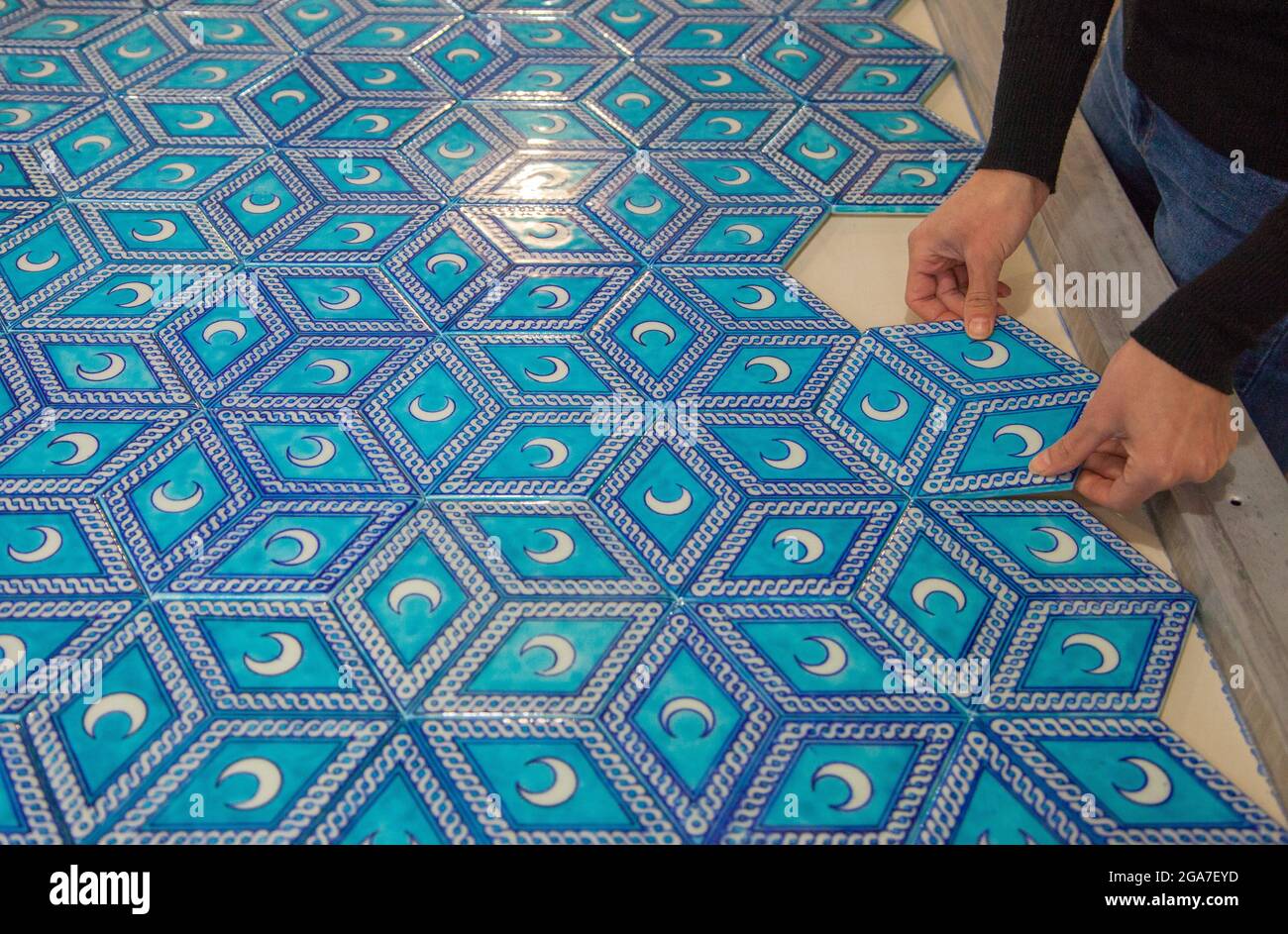 Iznik, Turkey - 12/29/2016: Cini art. Turkish tile art. Female tile ...