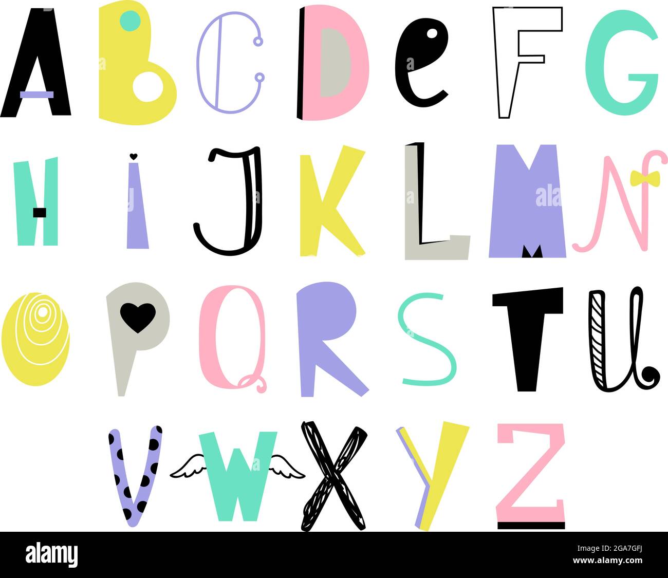 Kids funny english alphabet with colored letters Stock Vector Image ...