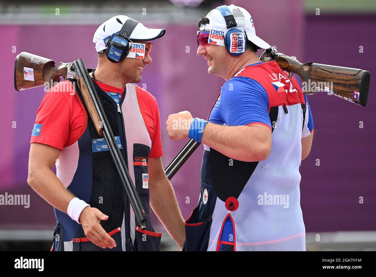Won the medal in the mens trap shooting final in hi-res stock ...