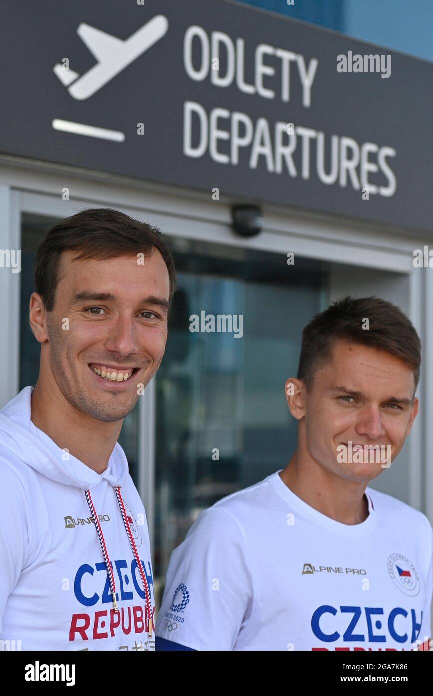 Prague, Czech Republic. 29th July, 2021. Czech modern pentathletes L-R ...