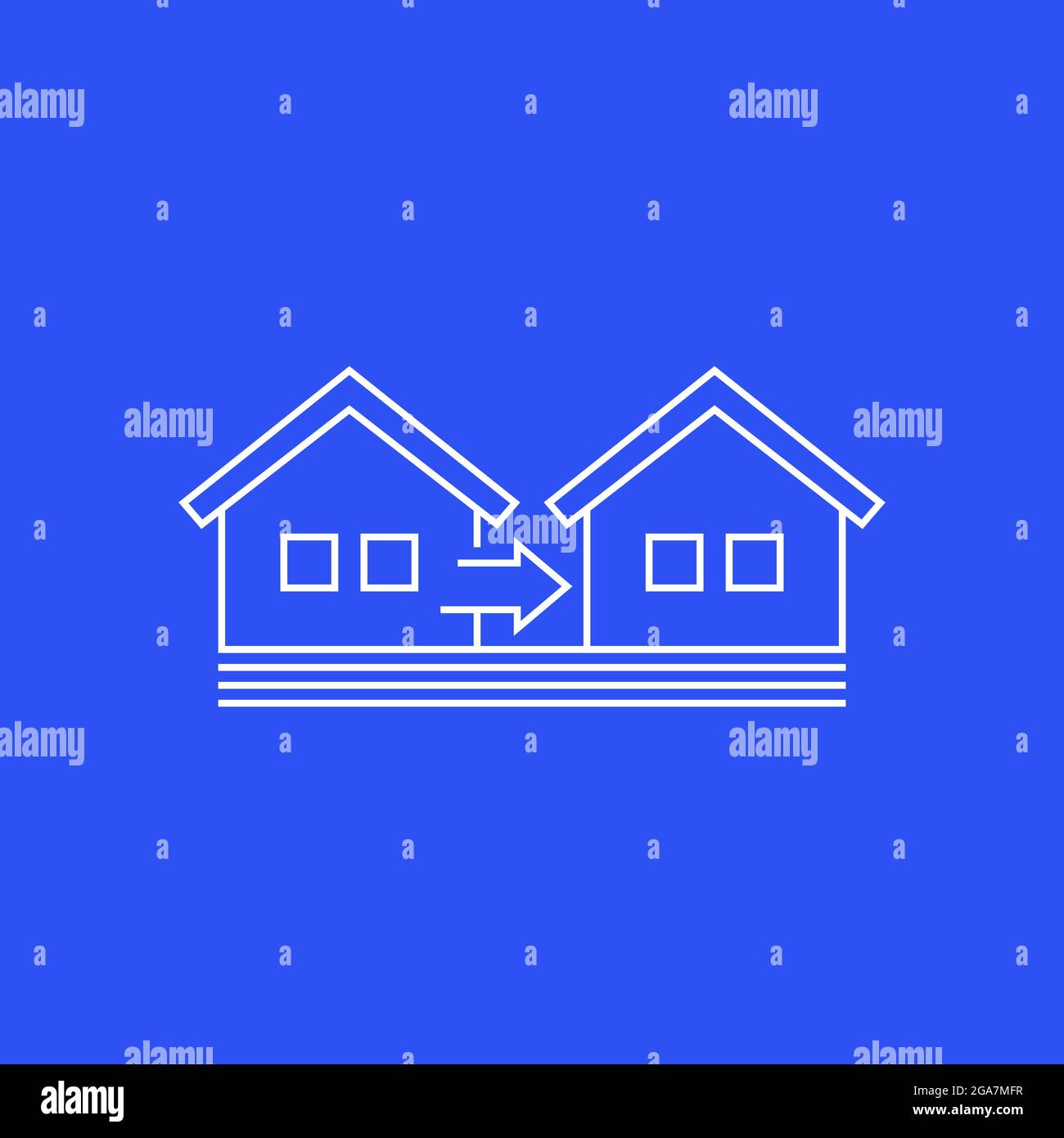 removal icon with two houses, linear design Stock Vector Image & Art ...