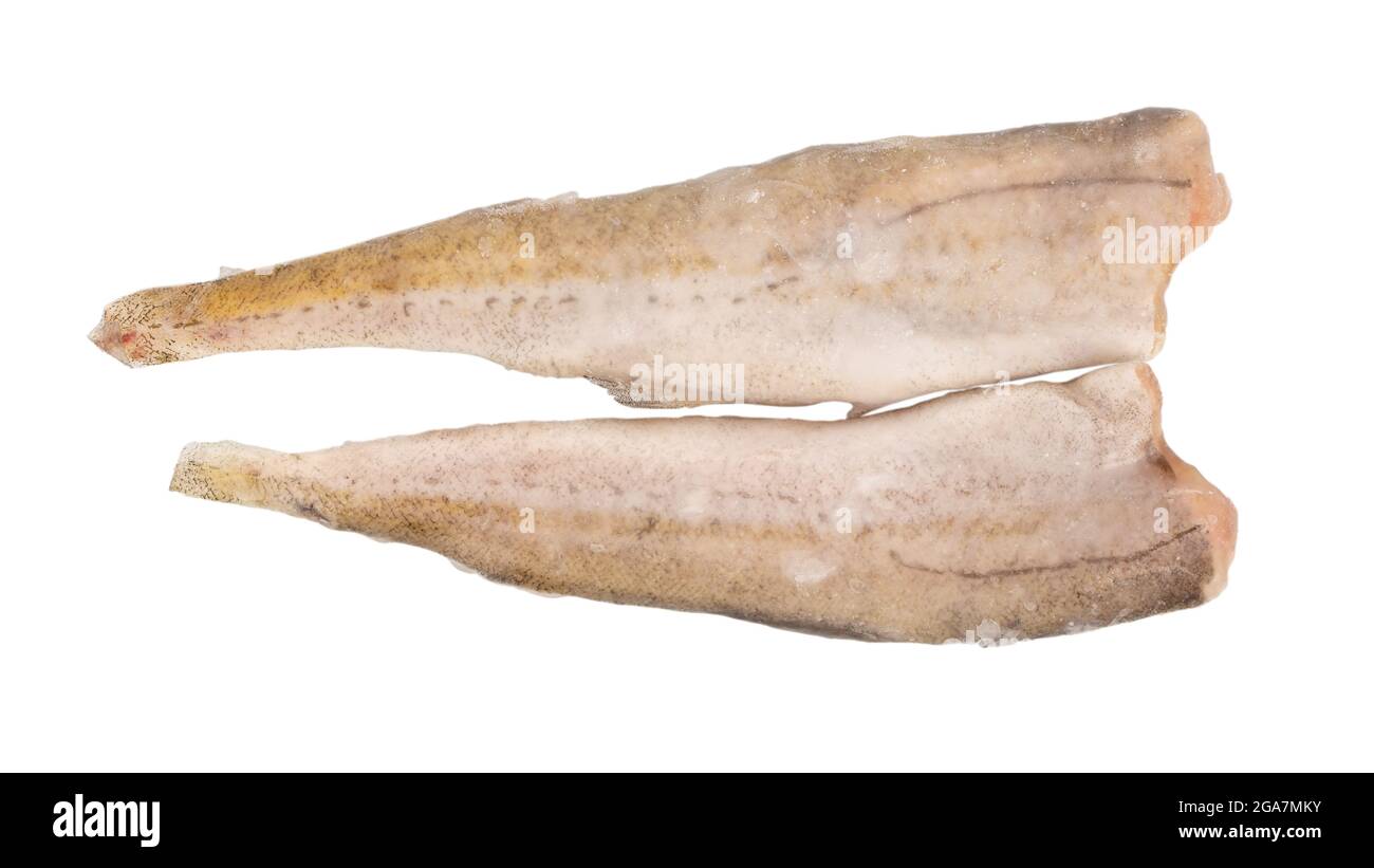 Fresh frozen hake or pollock isolated on white background. File ...
