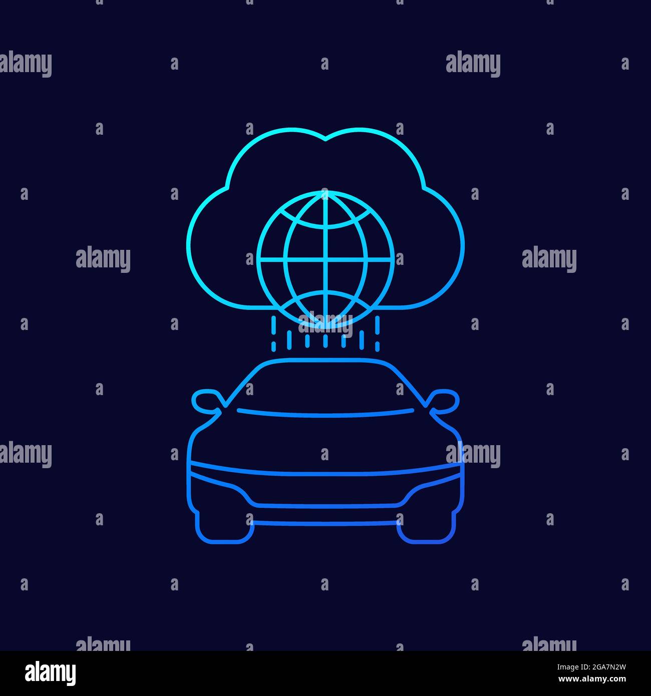 autonomous car, connected to cloud linear icon Stock Vector Image & Art ...