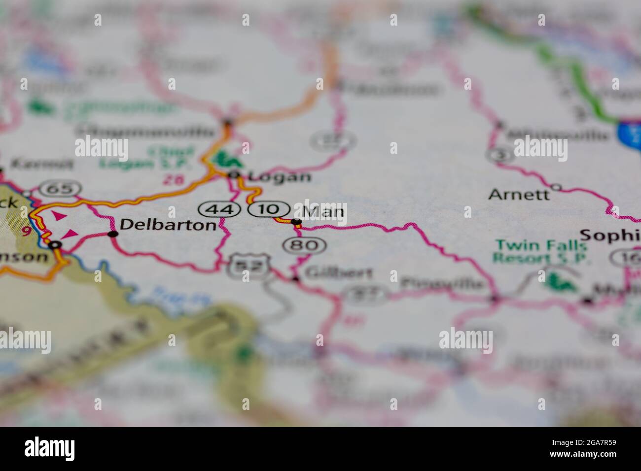 Man Virginia shown on a road map or Geography map Stock Photo - Alamy