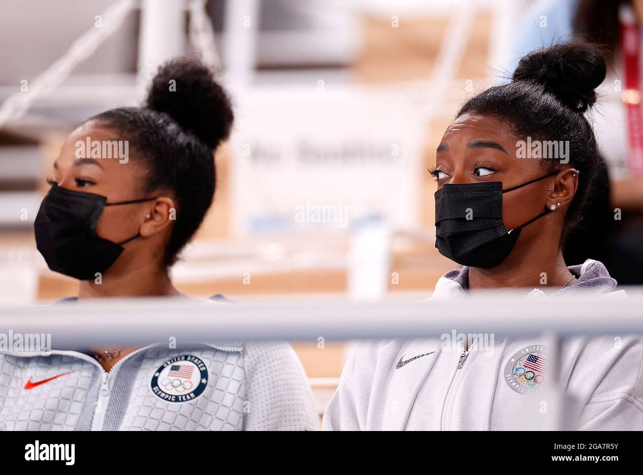 Tokyo, Japan. 29th July, 2021. Simone Biles (R) of the United States ...