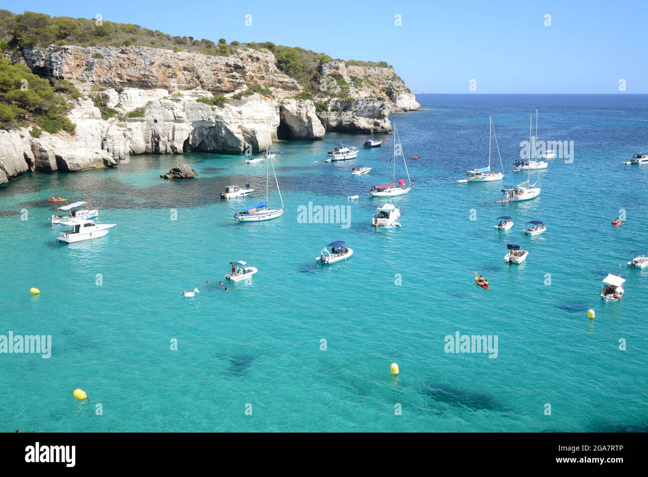 Cala Macarella in Menorca. Menorca is one of the Spanish Balearic ...