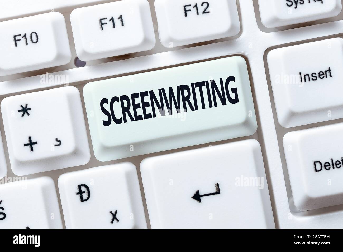 Text caption presenting Screenwriting. Word Written on the art and ...