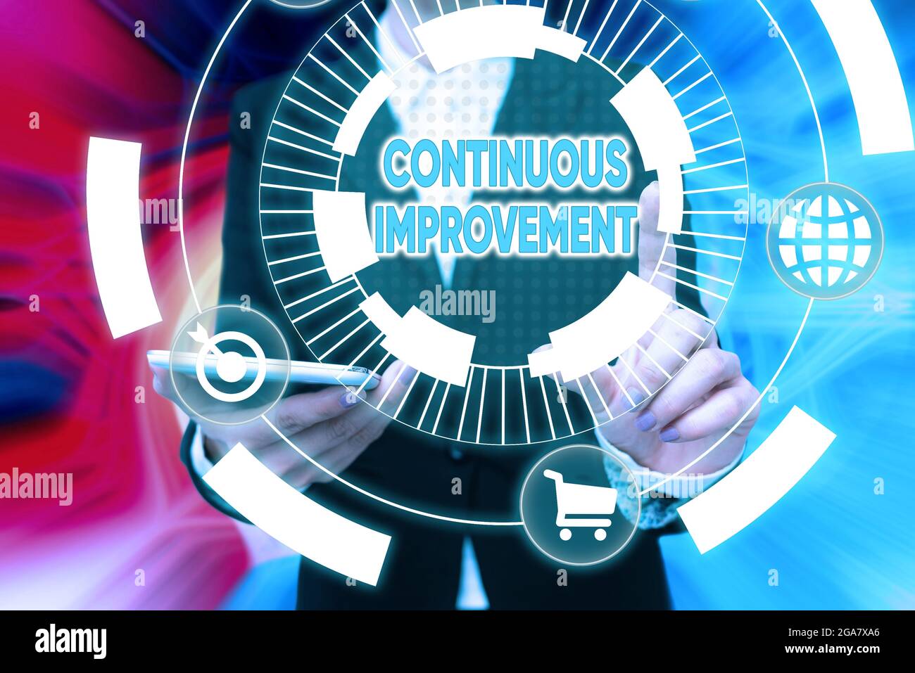 Text showing inspiration Continuous Improvement. Business overview ...