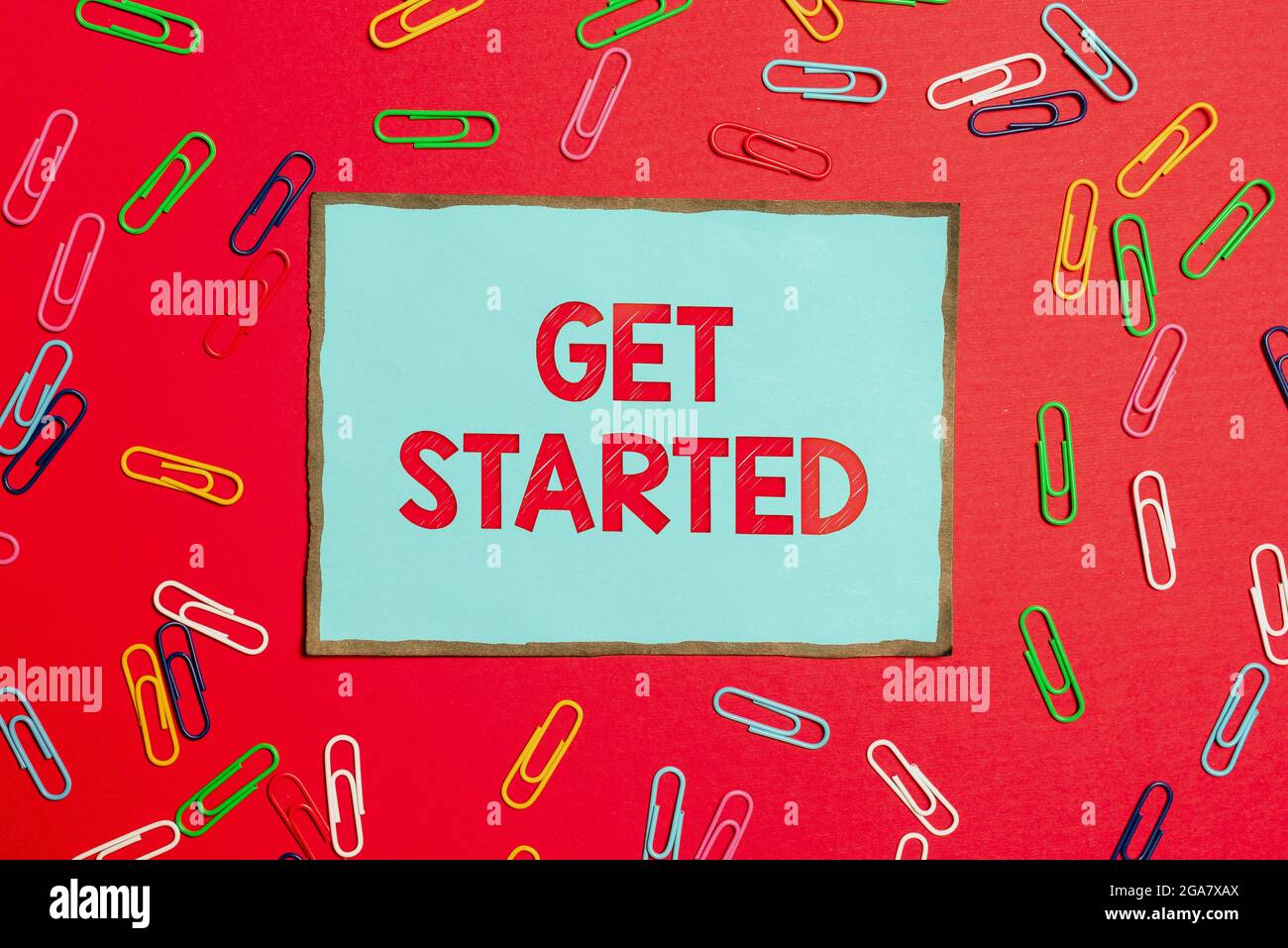 Text caption presenting Get Started. Word Written on to begin accomplishing or working on the ...