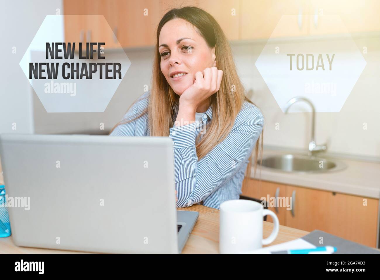 Conceptual display New Life New Chapter. Business idea modification of ...