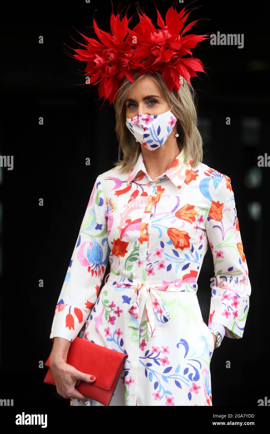 Mary Davin poses for photographes during day four of the Galway Races ...