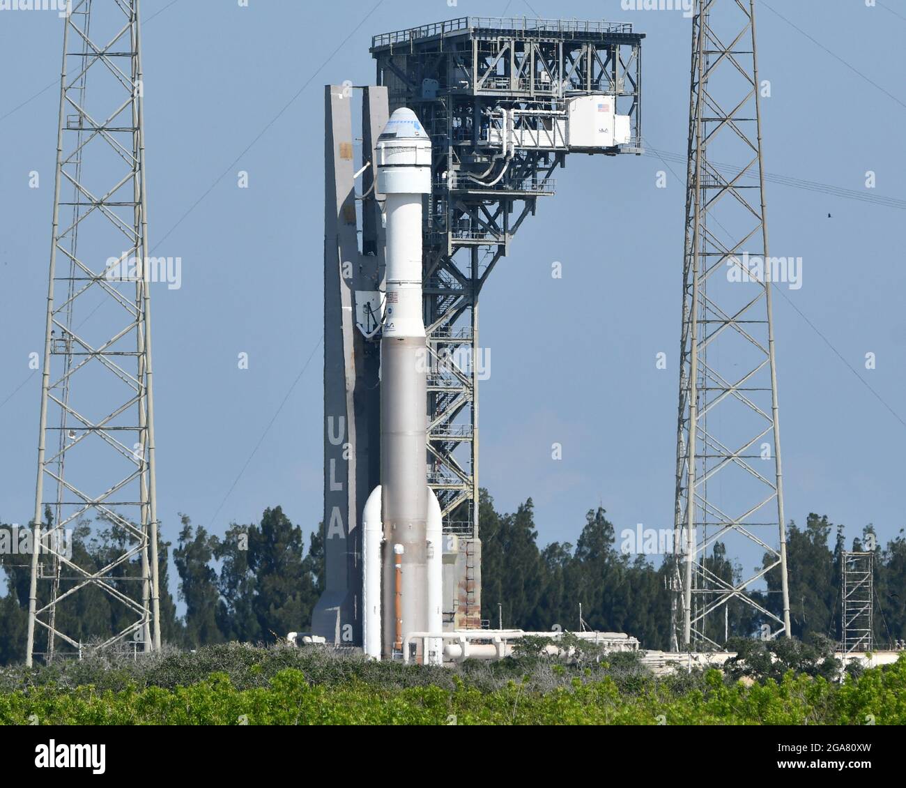 Florida, USA. July 29, 2021: A United Launch Alliance Atlas V rocket ...