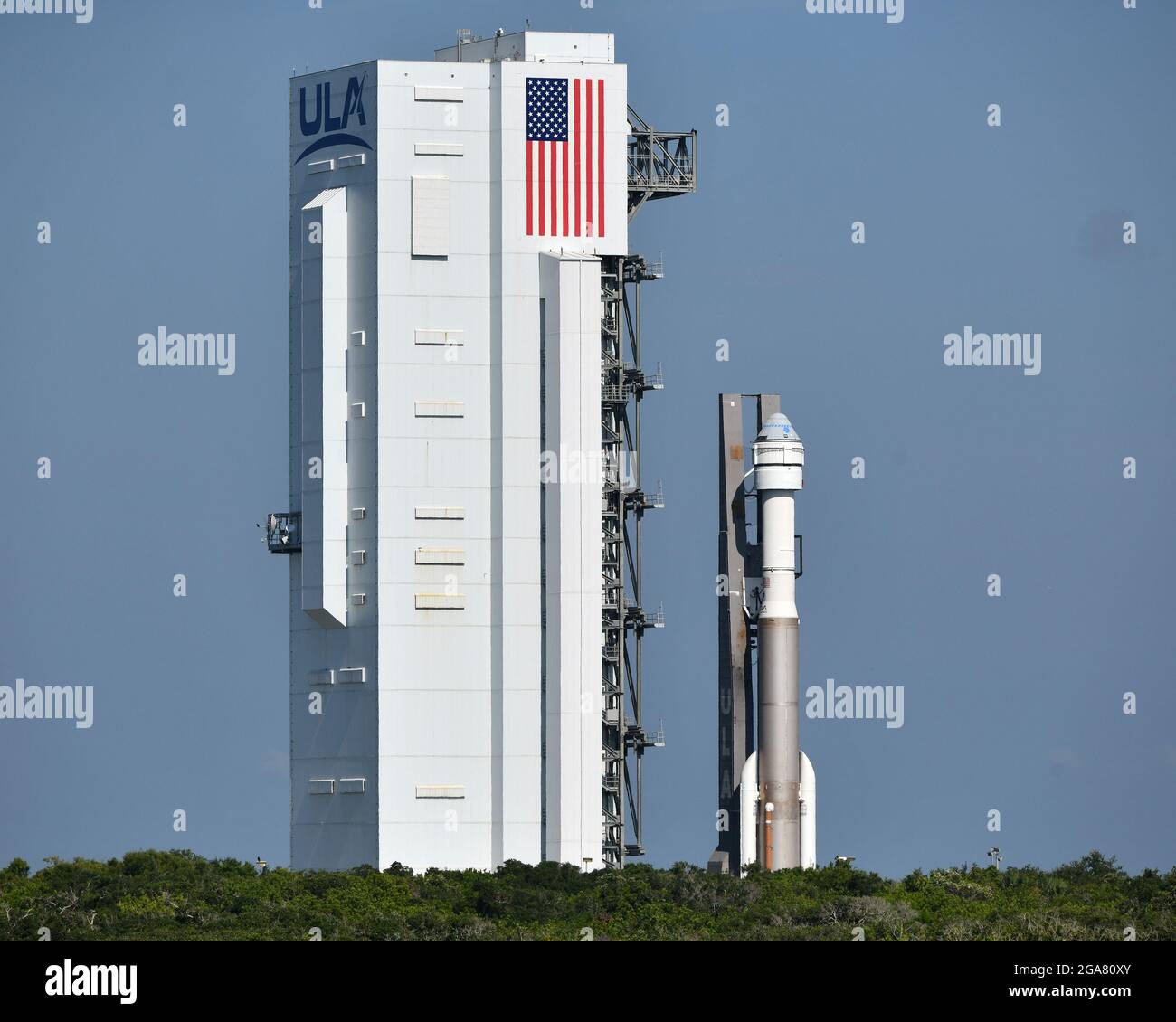Florida, USA. July 29, 2021: A United Launch Alliance Atlas V rocket ...