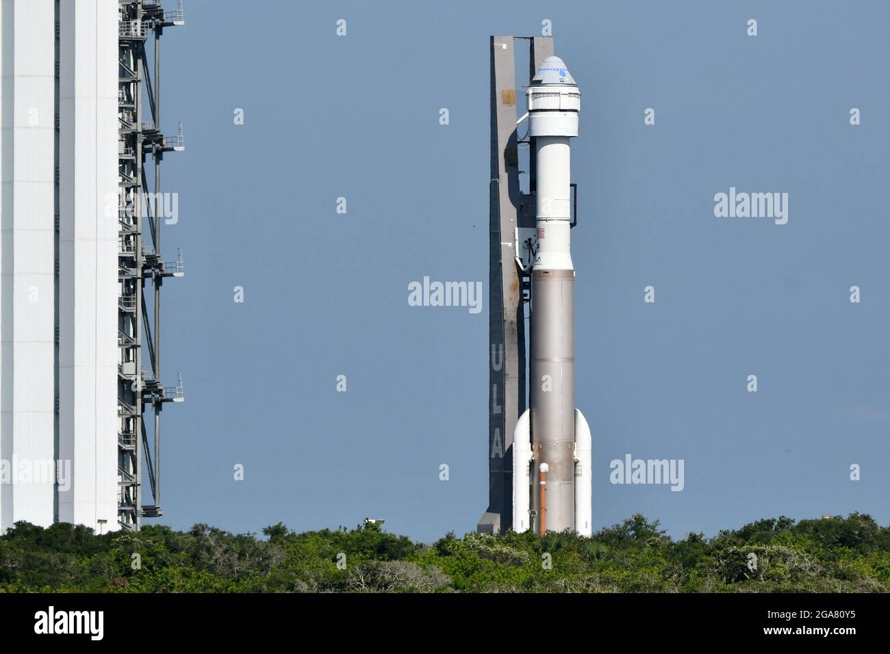 Florida, USA. July 29, 2021: A United Launch Alliance Atlas V rocket ...