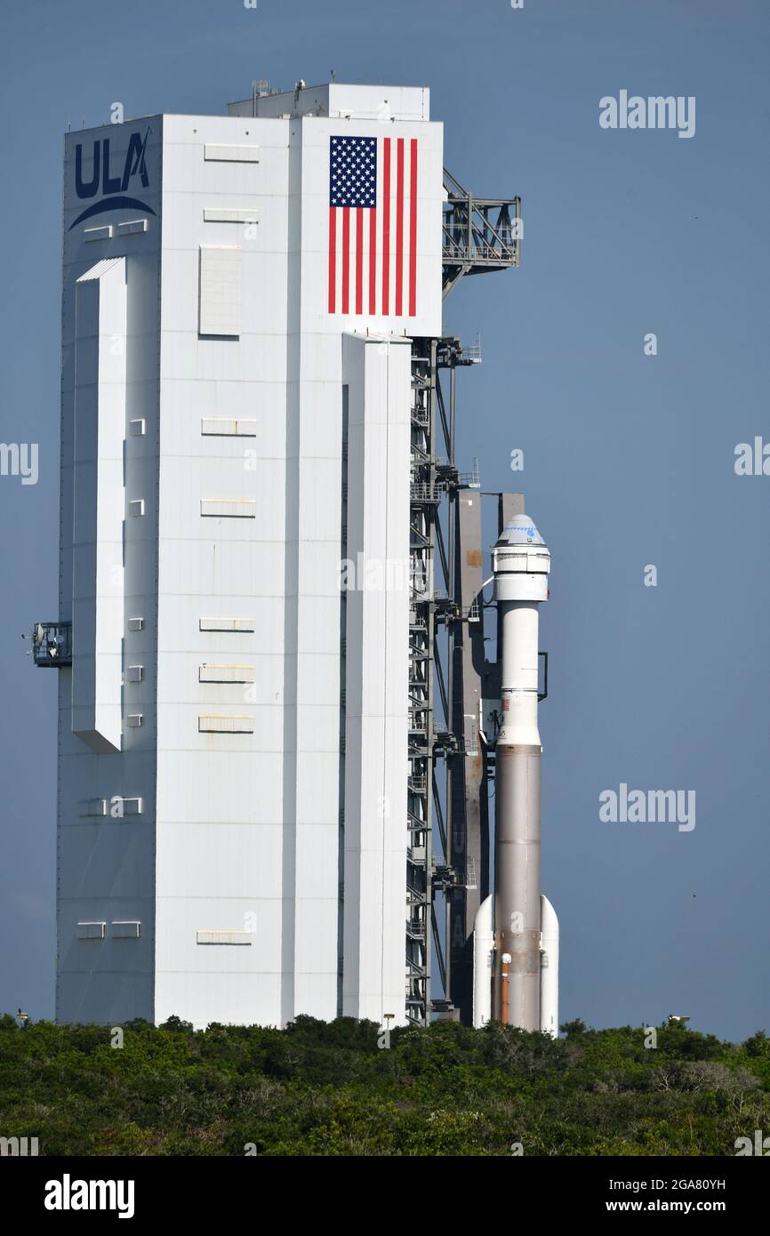 Florida, USA. July 29, 2021: A United Launch Alliance Atlas V rocket ...