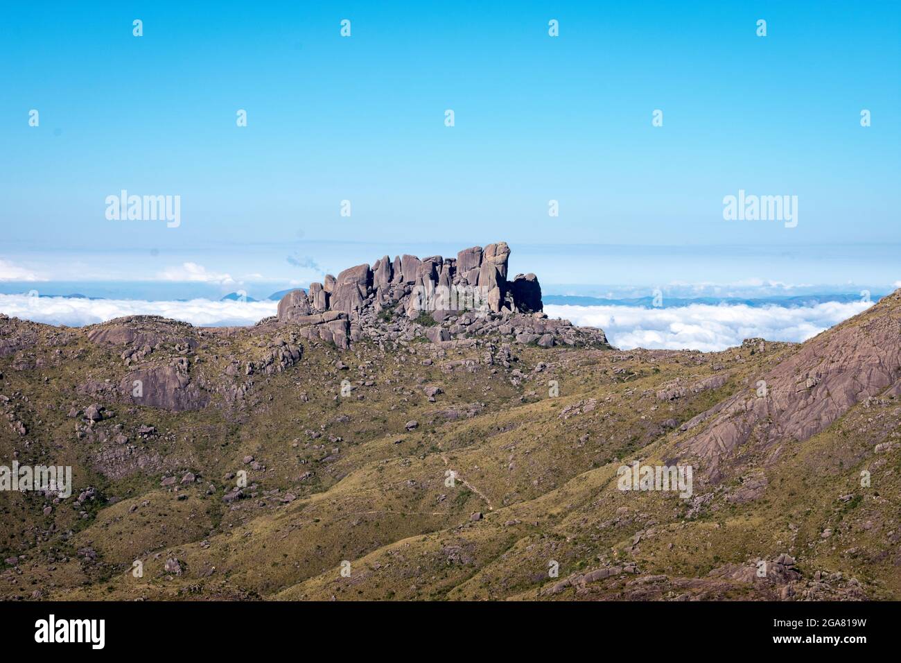 Panoramic view of rock formation in alpine landscape Stock Photo - Alamy
