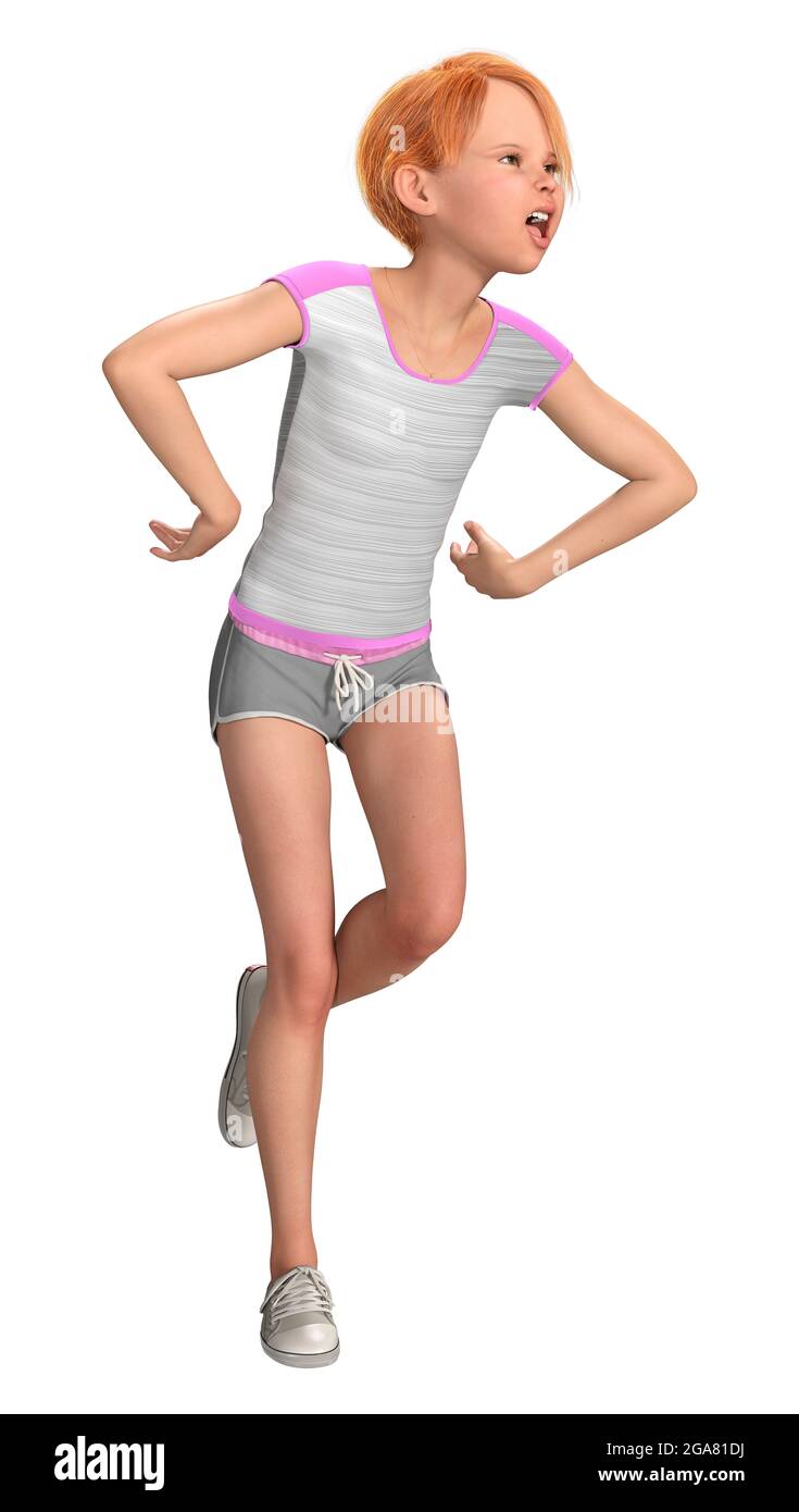 3D rendering of a pretty little girl isolated on white background Stock ...