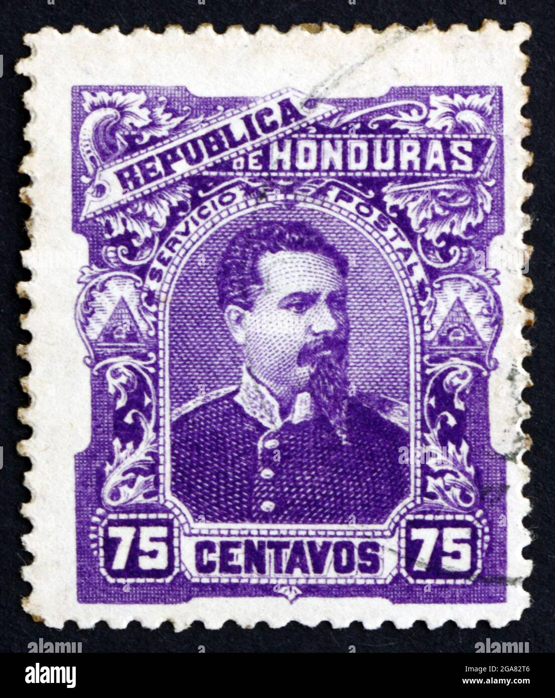 HONDURAS - CIRCA 1891: a stamp printed in Honduras shows President Luis ...