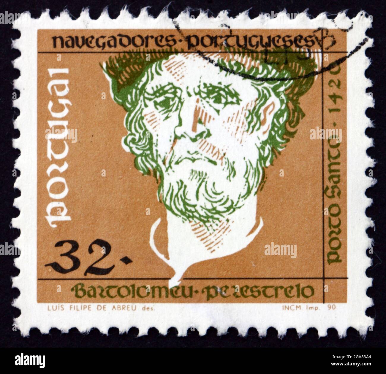 PORTUGAL - CIRCA 1990: a stamp printed in the Portugal shows Bartolomeu ...