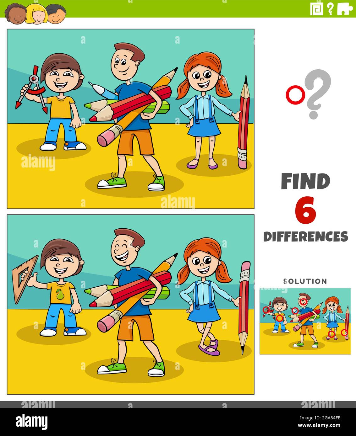 Cartoon illustration of finding the differences between pictures ...