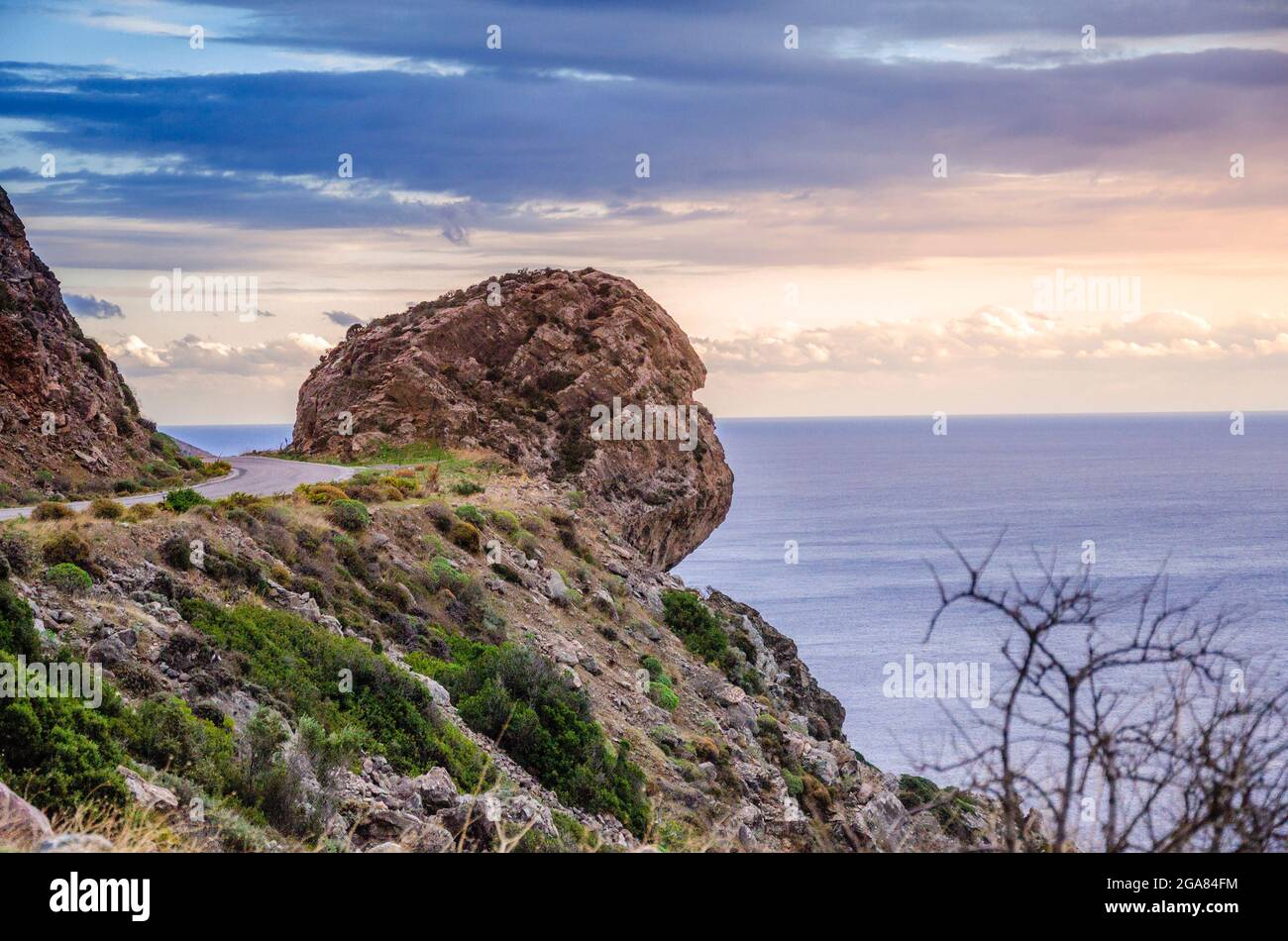 Rocky geological formation on the road to Cape Tenaron in Laconian Mani ...