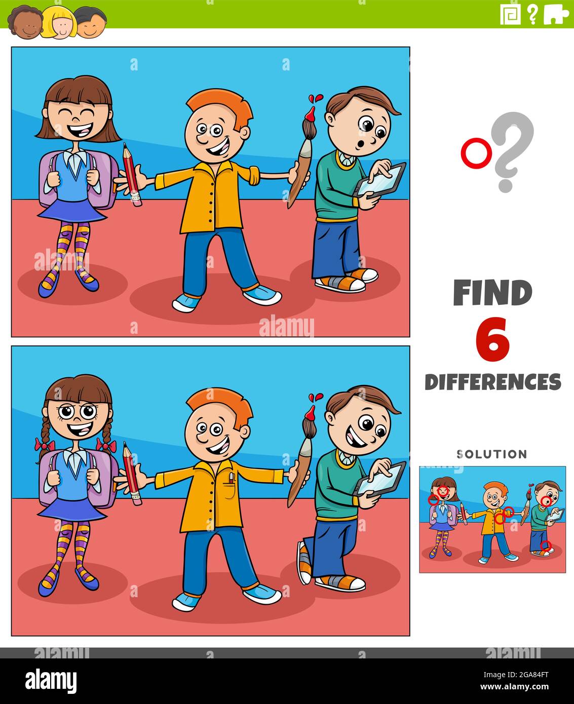 Cartoon illustration of finding the differences between pictures ...