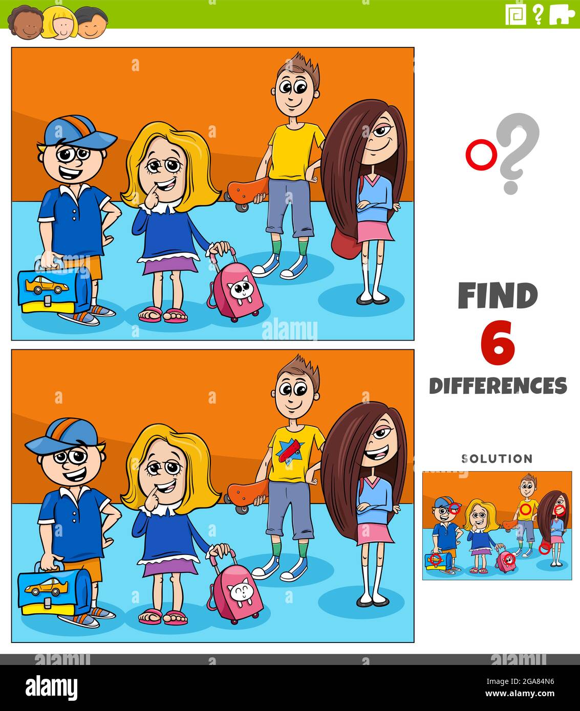 Cartoon illustration of finding the differences between pictures ...