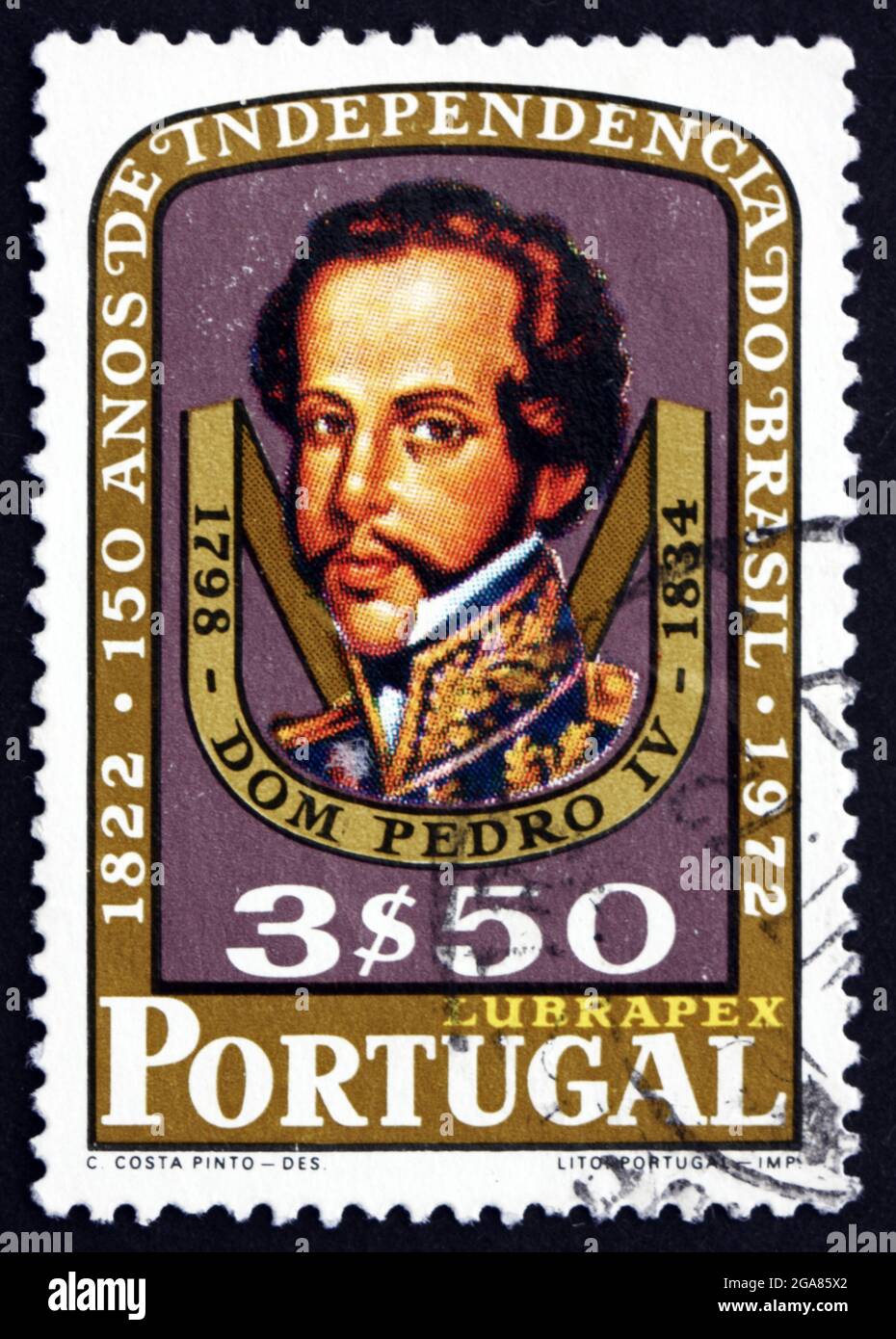 PORTUGAL - CIRCA 1972: a stamp printed in the Portugal shows Dom Pedro ...