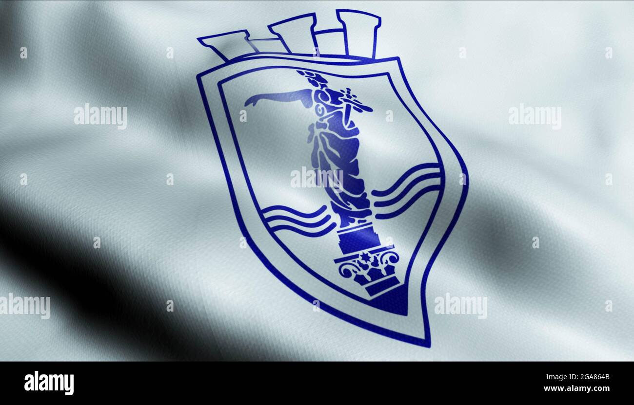 3D Illustration of a waving Bulgarian city flag of Ruse Stock Photo - Alamy