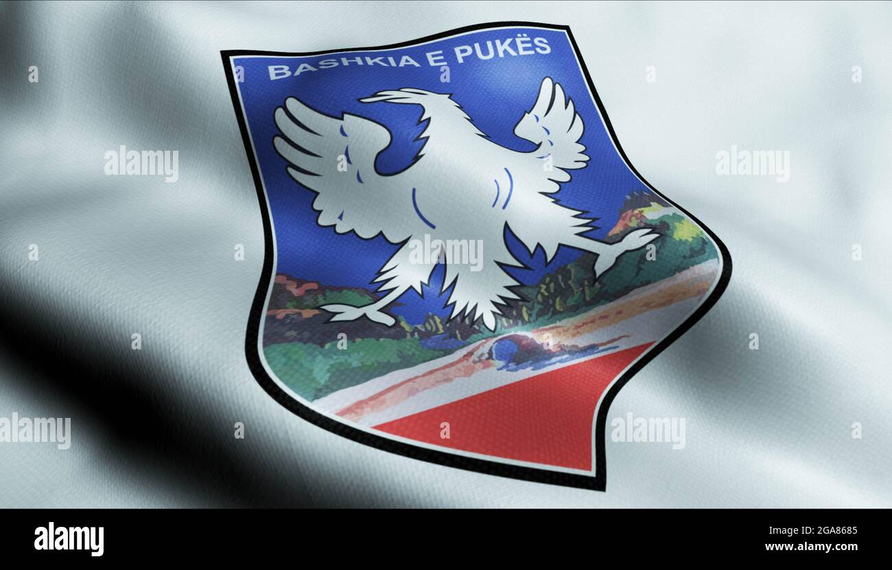 3D Illustration of a waving Albanian city flag of Puke Stock Photo - Alamy